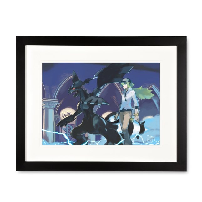 N's Zekrom Framed Art Print by Ken Sugimori | Pokémon Center Official Site