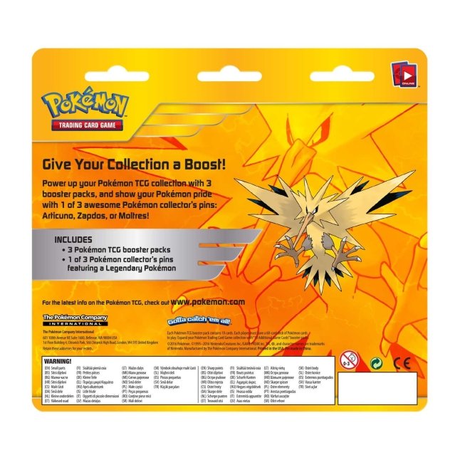 Pokémon TCG: 3 Booster Packs & Zapdos Collector's Pin | Pokémon Center ...