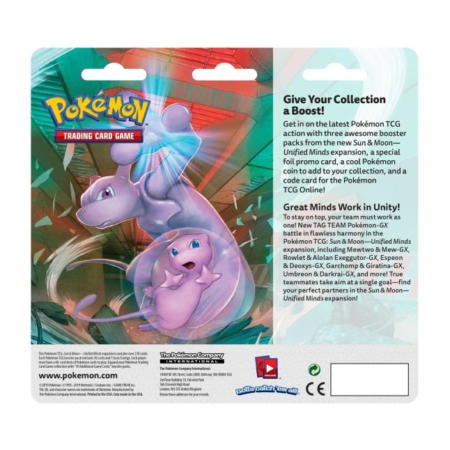 Pokémon TCG: Sun & Moon-Unified Minds 3 Booster Packs, Coin & Vikavolt ...