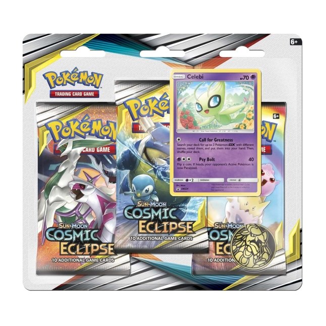 Pokémon TCG: Sun & Moon-Cosmic Eclipse 3 Booster Packs, Coin & Celebi ...