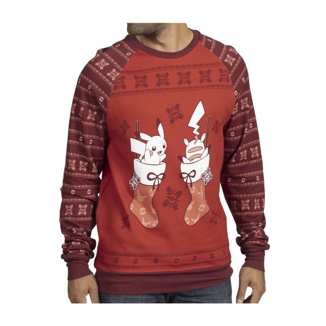 Pikachu Stocking Holiday Crew Neck Sweatshirt - Adult | Pokémon Center ...