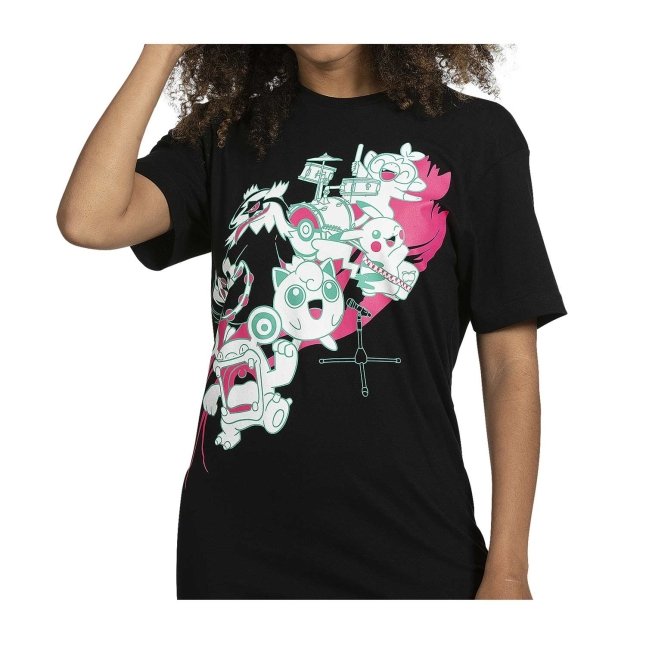 Pikachu & Band Black Relaxed Fit Crew Neck T-Shirt - Adult | Pokémon ...