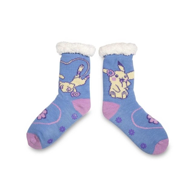 Pikachu & Mew Admiration Blue Fleece Socks (One Size-Adult) | Pokémon ...
