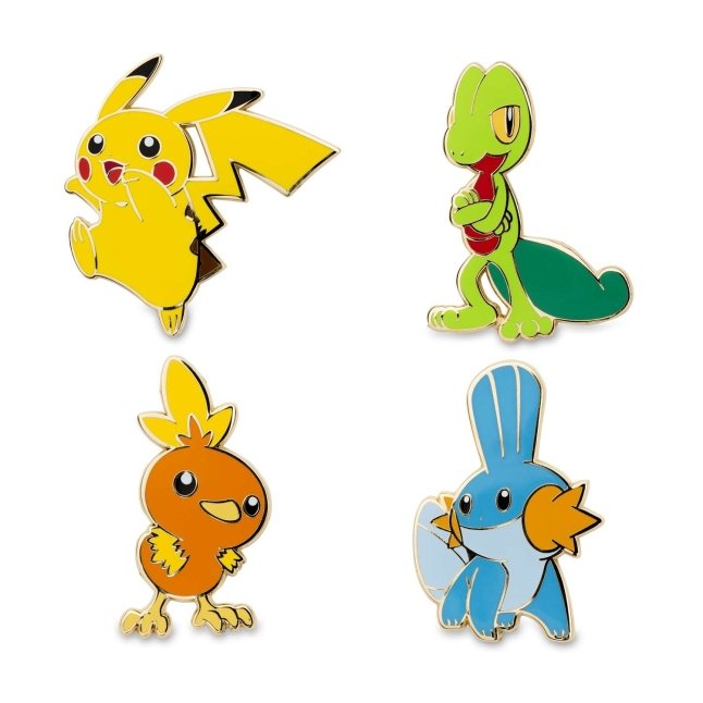 Pikachu Treecko Torchic And Mudkip Pokémon Pins 4 Pack Pokémon Center Official Site