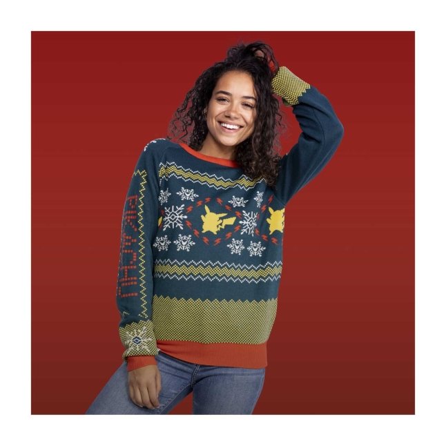 Pikachu Festive Winter Knit Sweater - Adult | Pokémon Center Official Site
