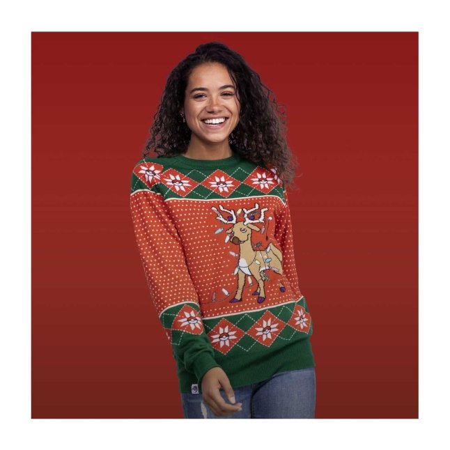Stantler Holiday Lights Knit Sweater - Adult | Pokémon Center Official Site