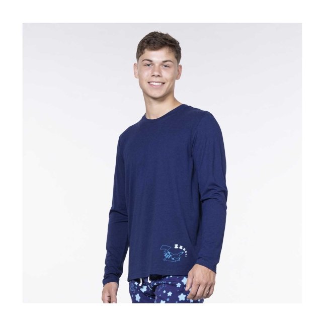Pikachu Blue Relaxed Fit Crew Neck Long-Sleeve T-Shirt - Men | Pokémon ...