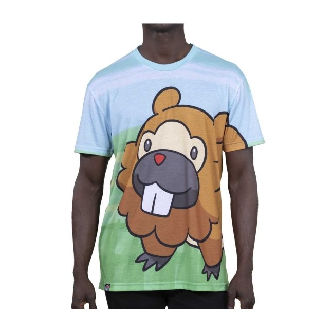 Bidoof Allover-Print Fitted Crew Neck T-Shirt - Adult | Pokémon Center ...