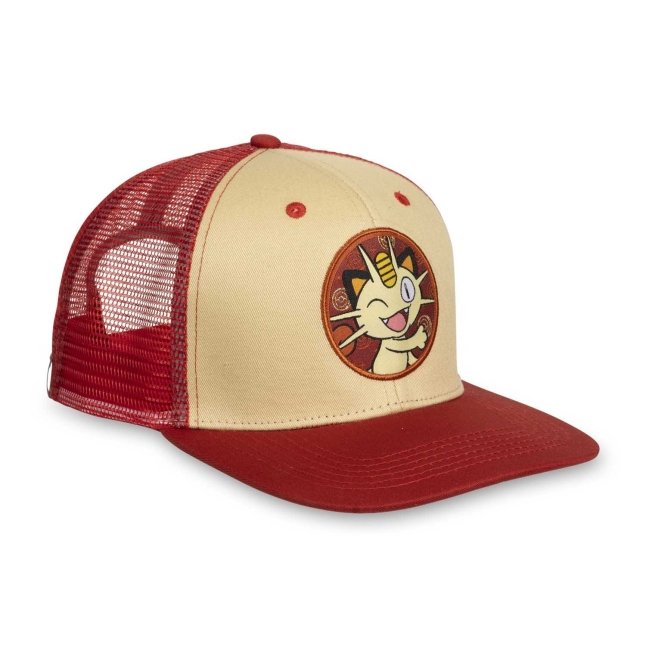 Meowth Red Flat-Bill Hat (One Size-Adult) | Pokémon Center Official Site