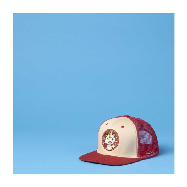 Meowth Red Flat-Bill Hat (One Size-Adult) | Pokémon Center Official Site