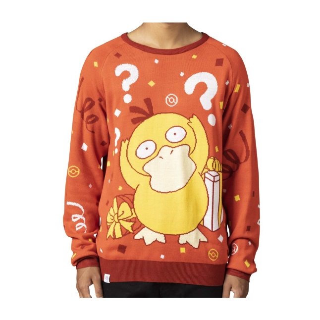 Psyduck Present Red Knit Sweater - Adult | Pokémon Center Official Site