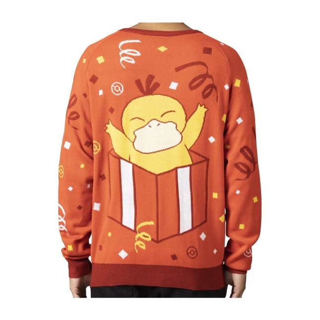 Psyduck Present Red Knit Sweater - Adult | Pokémon Center Official Site