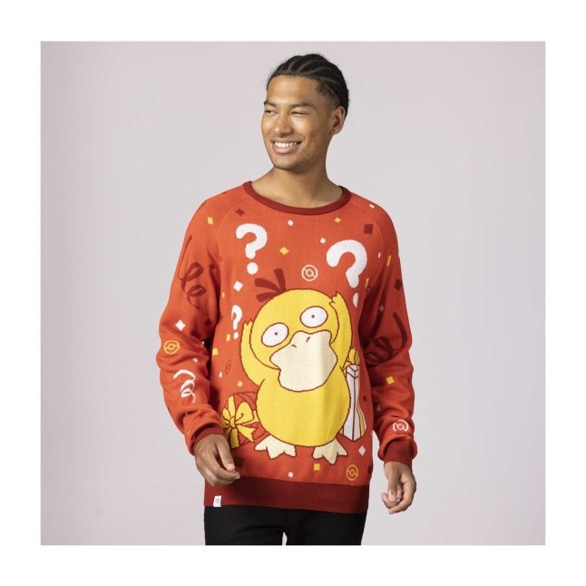 Psyduck Present Red Knit Sweater - Adult | Pokémon Center Official Site