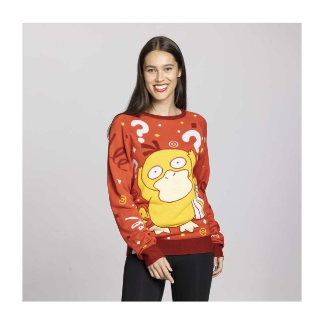 Psyduck Present Red Knit Sweater - Adult | Pokémon Center Official Site