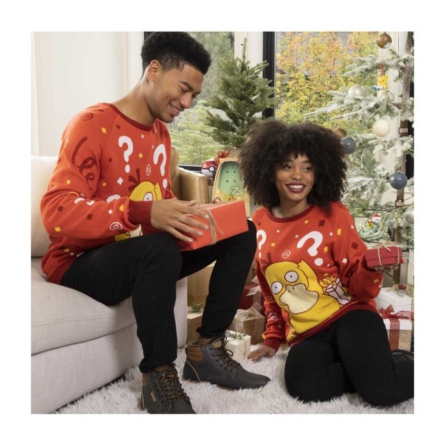Psyduck Present Red Knit Sweater - Adult | Pokémon Center Official Site