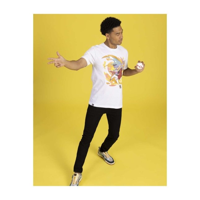 Leon Pokémon Trainers White Relaxed Fit Crew Neck T-Shirt - Adult ...