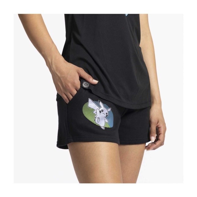 Pikachu Neon Pokémon Active Black, Green & Blue Garment Washed Shorts ...