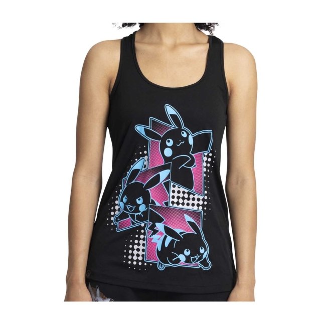 Pikachu Neon Pokémon Active Black, Pink & Blue Performance Tank Top ...