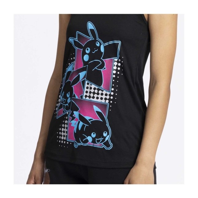 Pikachu Neon Pokémon Active Black, Pink & Blue Performance Tank Top ...
