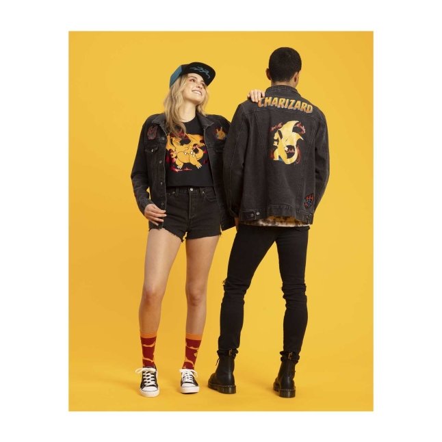 Charizard Black Denim Jacket - Adult | Pokémon Center Official Site