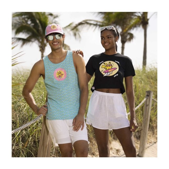 Pikachu Pokémon Lazy Summer Black Relaxed Fit Crew Neck Crop Top ...