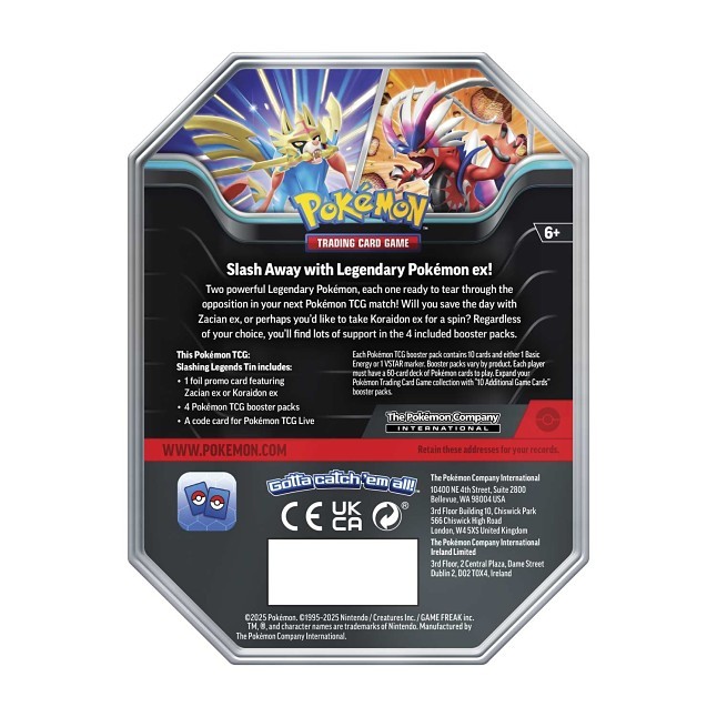 Pokémon TCG: Slashing Legends Tin (Zacian ex) | Pokémon Center Official ...