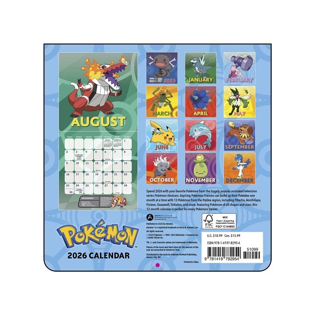 Pokémon 2026 Mini Wall Calendar | Pokémon Center Official Site