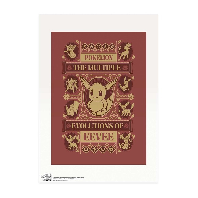 Pokémon × Natural History Museum: Evolutions of Eevee Print | Pokémon ...