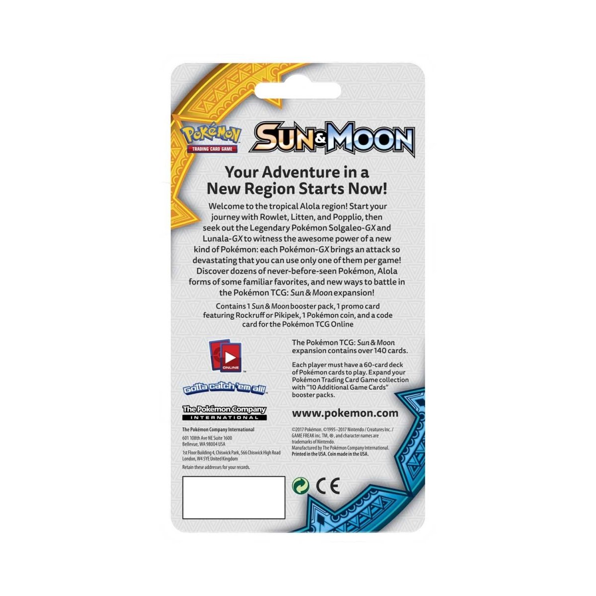 Pokémon TCG: Sun & Moon Booster Pack, Coin & Rockruff Promo Card ...