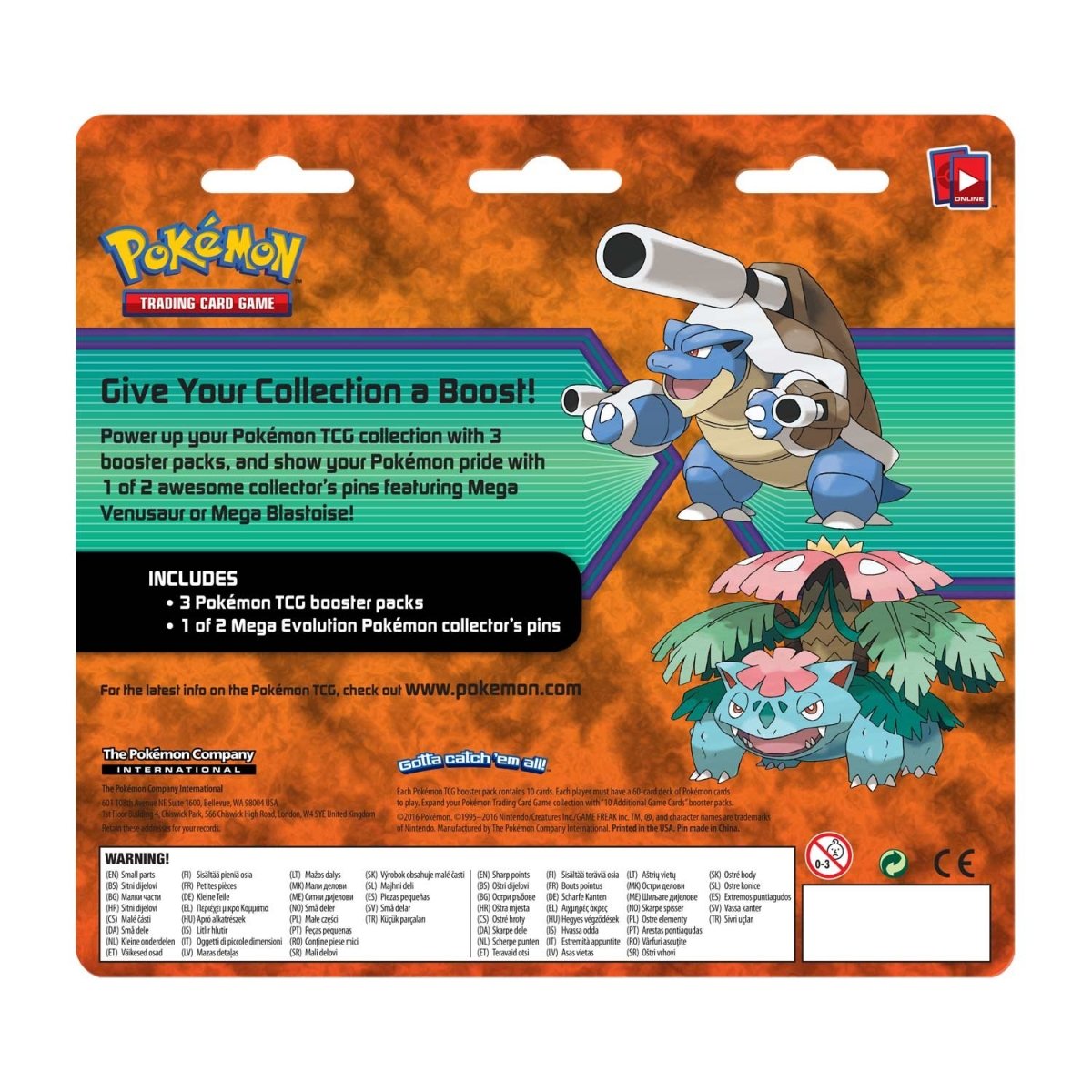 Pokémon TCG: 3 Booster Packs with Mega Venusaur Collector's Pin ...