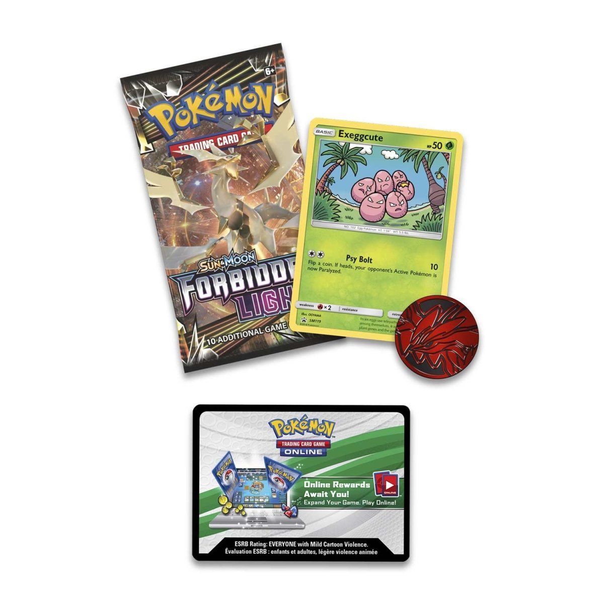 Pokémon TCG: Sun & Moon-Forbidden Light Booster Pack, Coin & Exeggcute ...