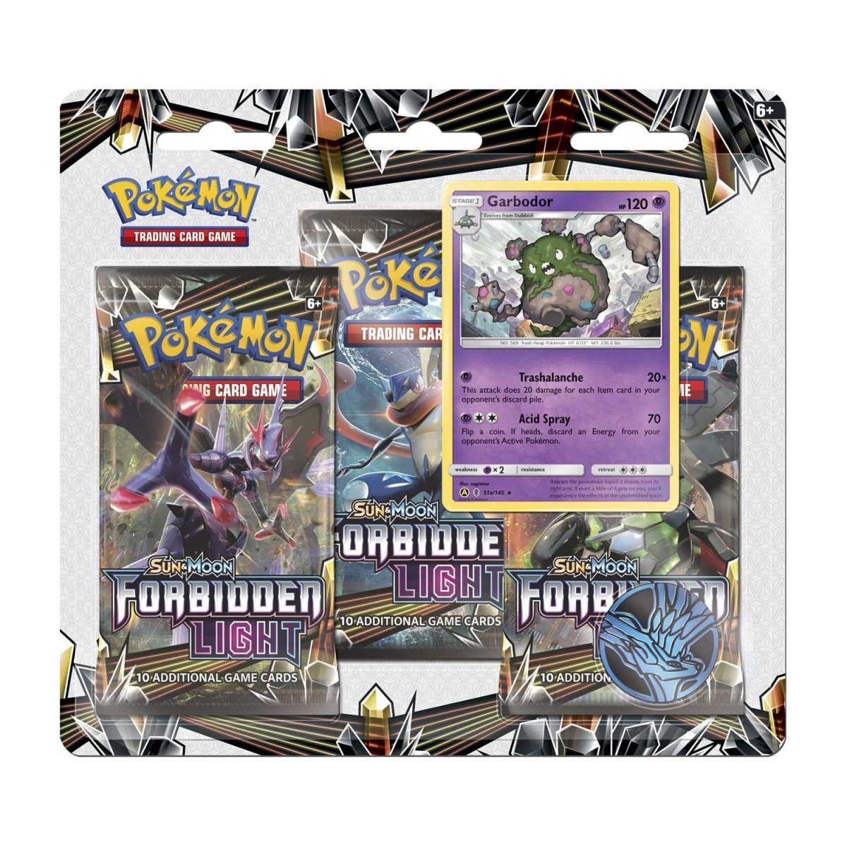 Pokémon TCG: Sun & Moon-Forbidden Light 3 Booster Packs, Coin ...