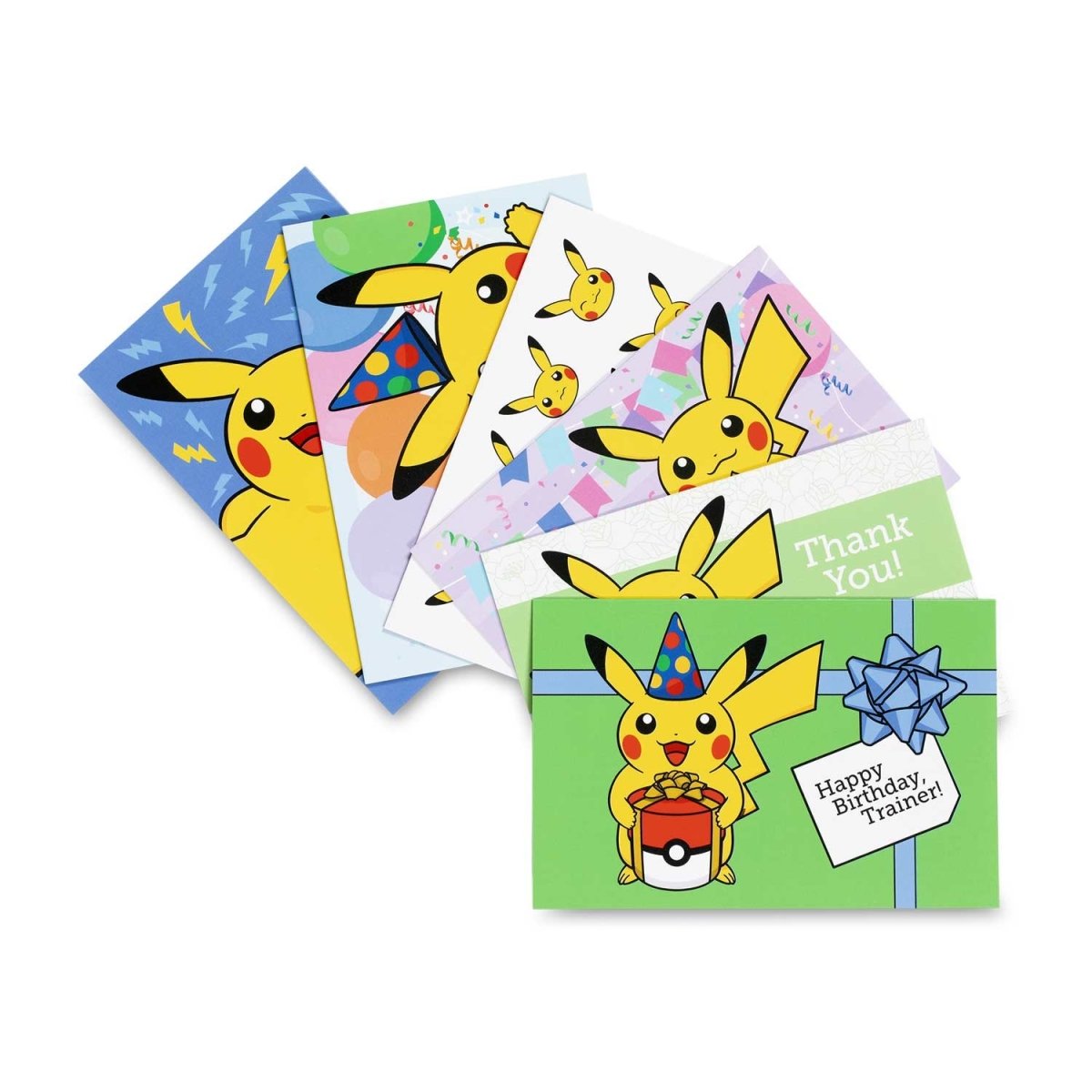 Pikachu Greeting Card Set (6 Birthday, 2 Thank You & 4 Blank Cards with ...