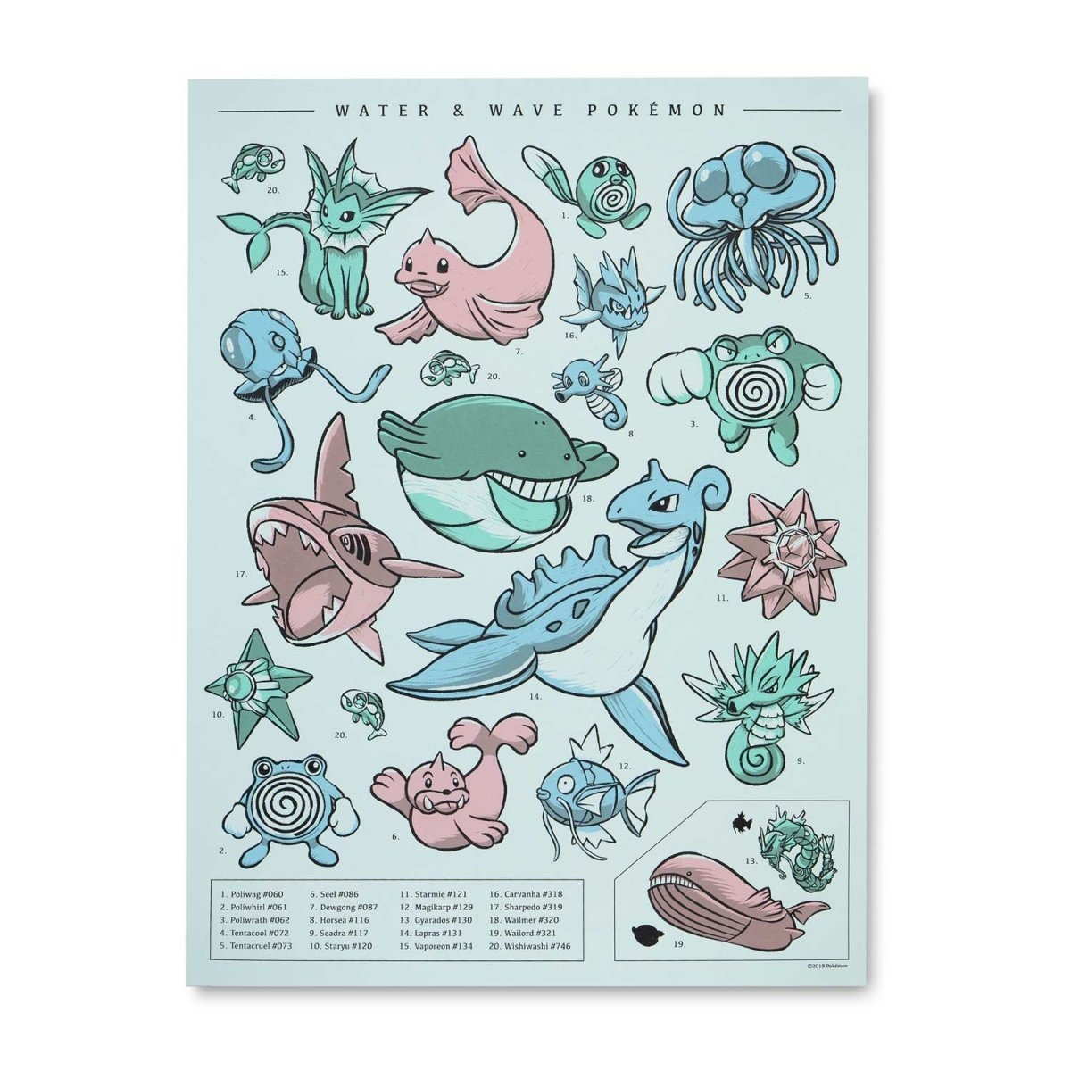 Pokémon of the Waves & Waters Art Print | Pokémon Center Official Site