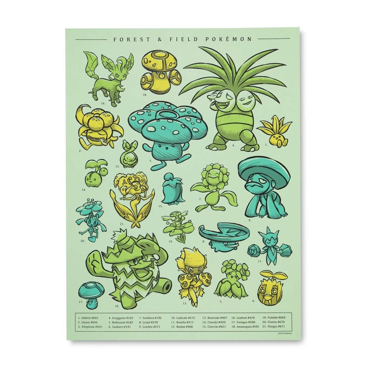 Pokémon of the Forests & Fields Art Print | Pokémon Center Official Site