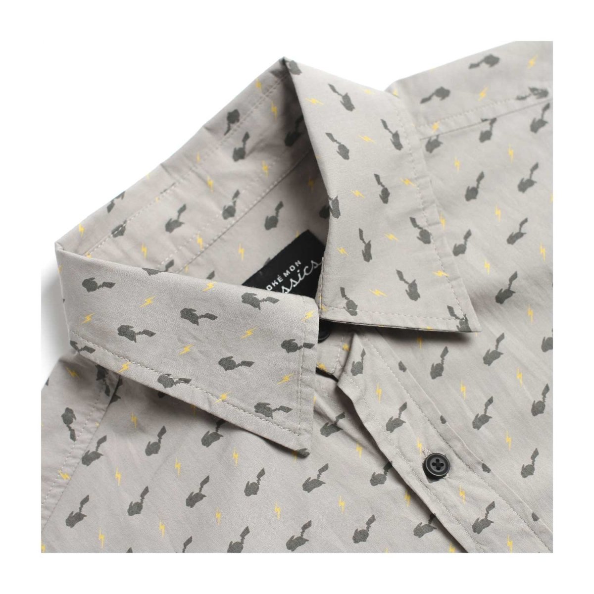 Pikachu Classics Charge Gray Fitted Dress Shirt - Men | Pokémon Center ...