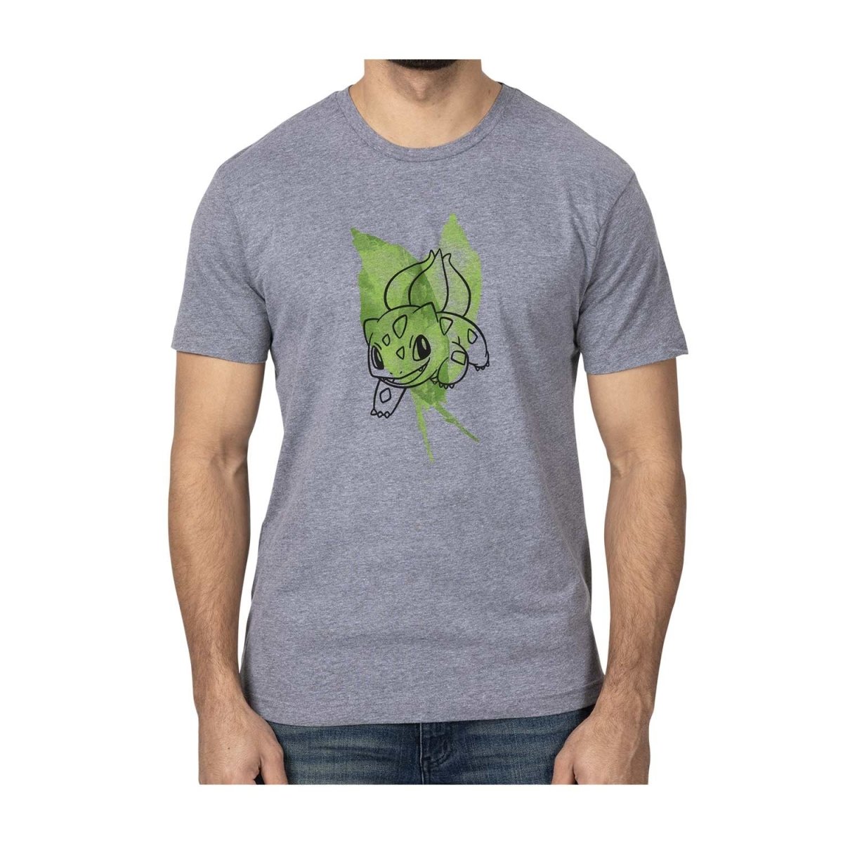 Bulbasaur Watercolor Heather Gray Relaxed Fit Crew Neck T-Shirt - Men ...