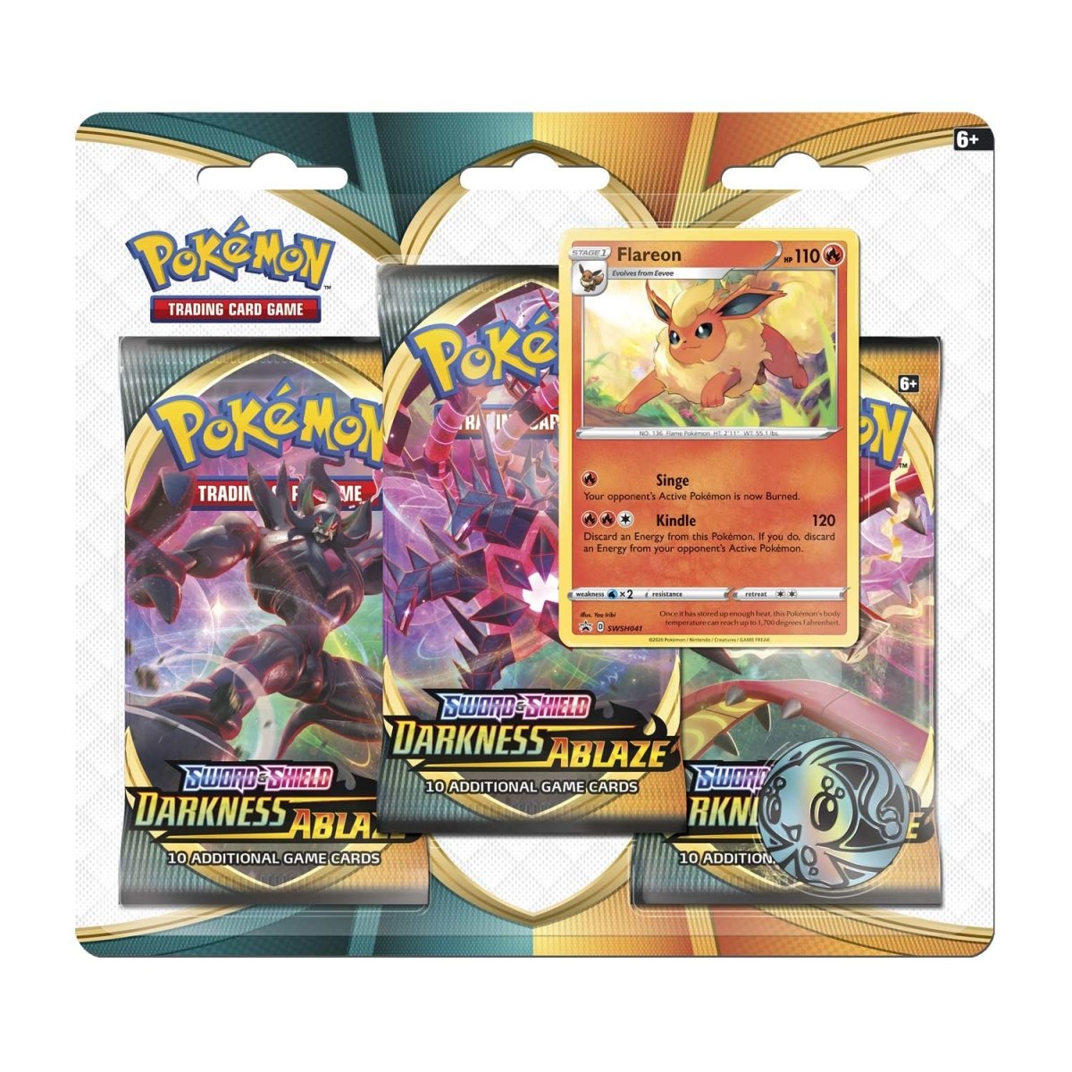 Pokémon TCG: Sword & Shield-Darkness Ablaze 3 Booster Packs, Coin ...