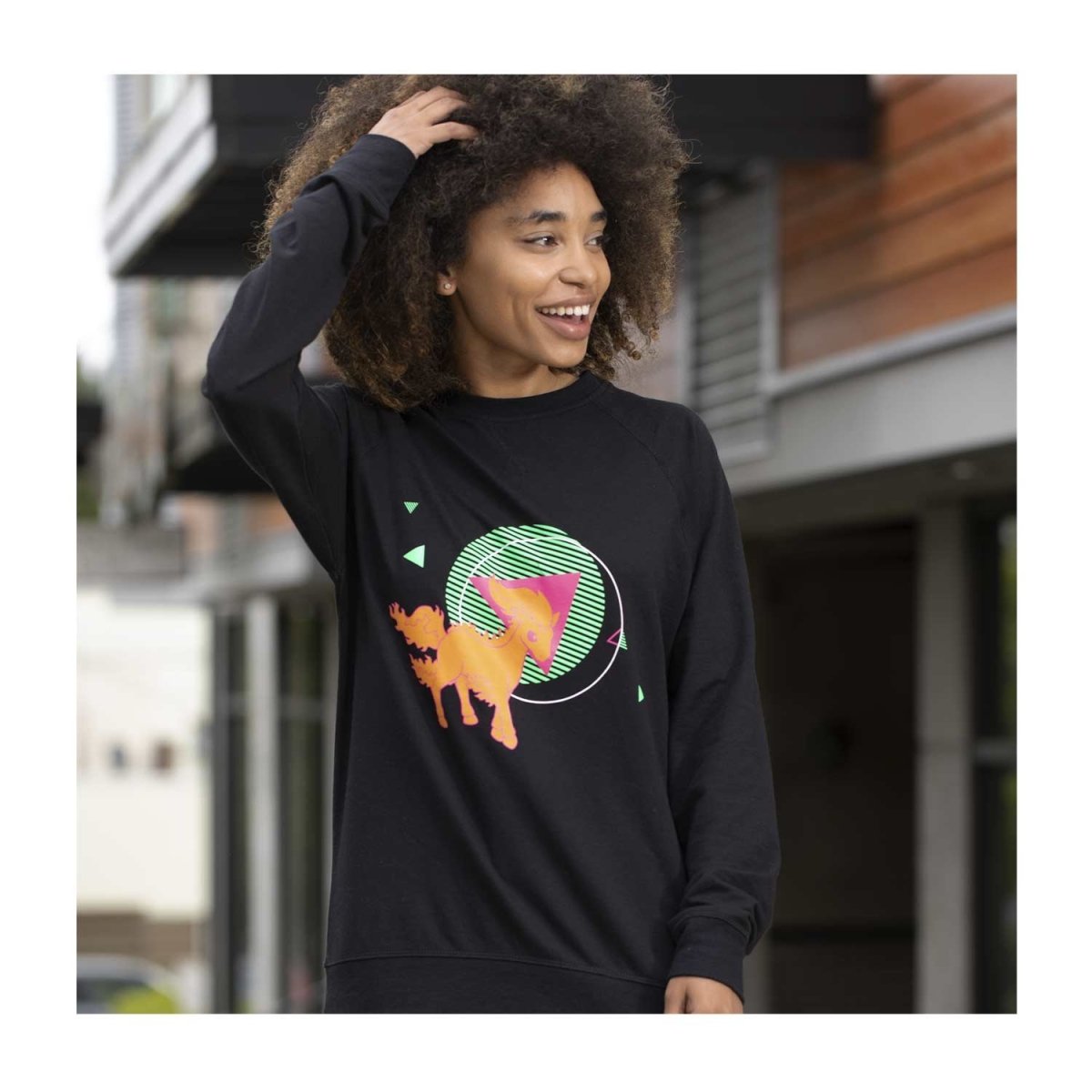 Ponyta Black Crew Neck Sweatshirt - Adult | Pokémon Center Official Site