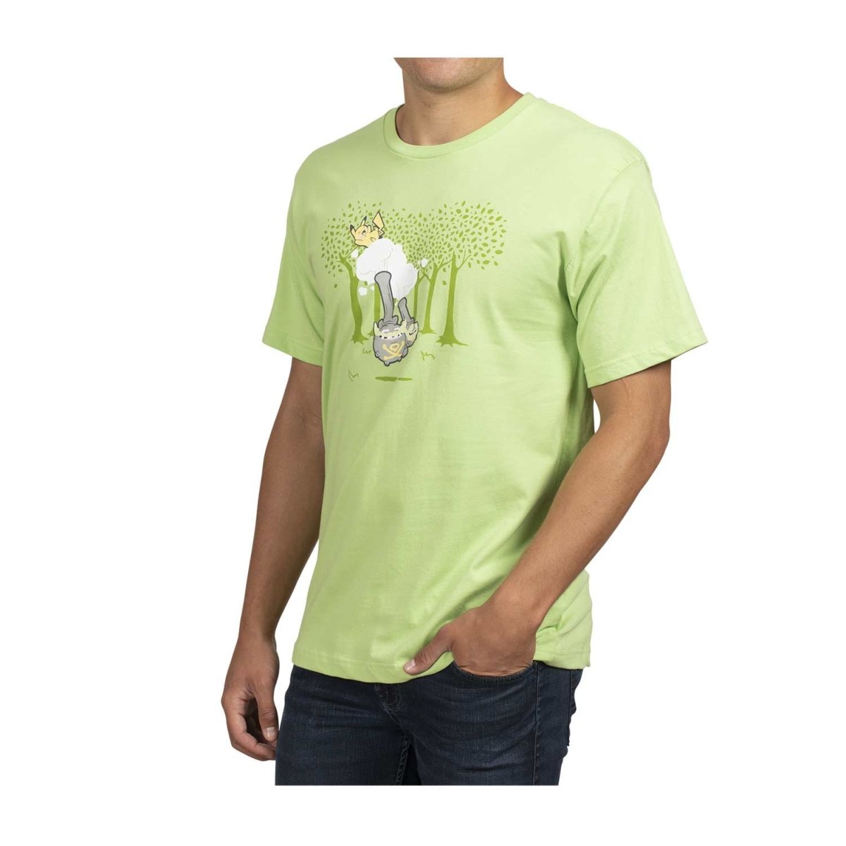 Pikachu & Galarian Weezing Green Relaxed Fit Crew Neck T-Shirt ...