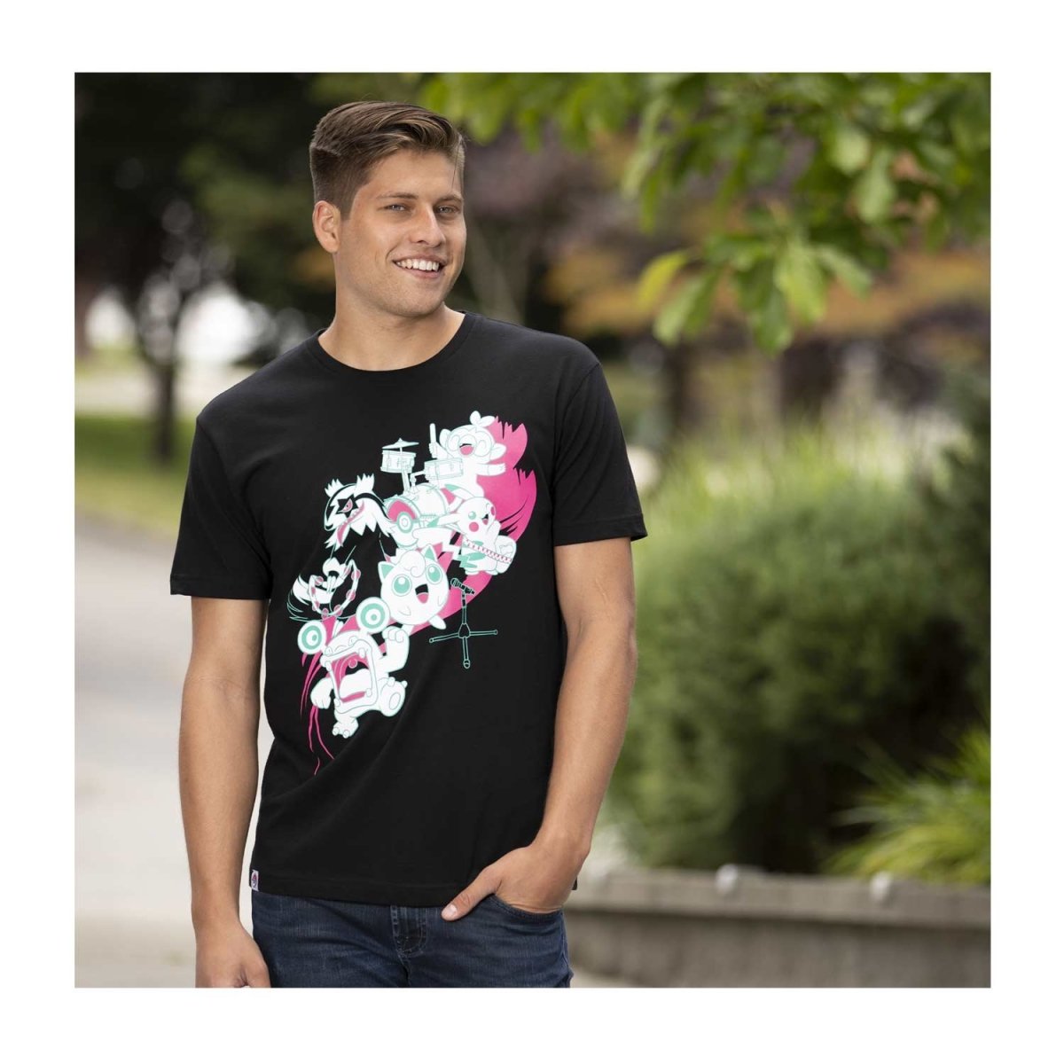 Pikachu & Band Black Relaxed Fit Crew Neck T-Shirt - Adult | Pokémon ...