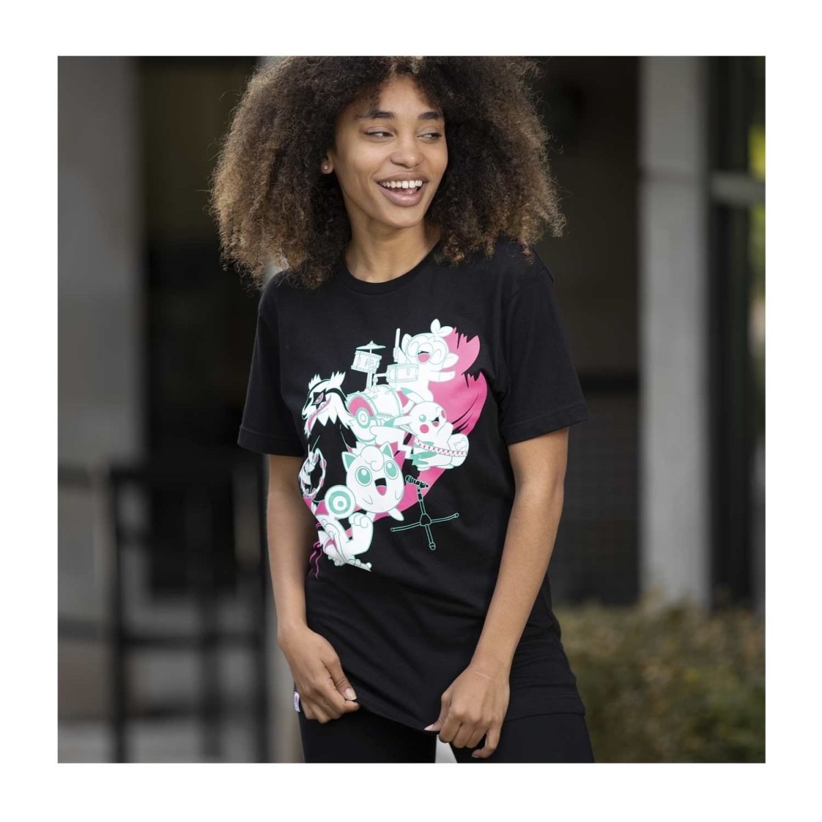 Pikachu & Band Black Relaxed Fit Crew Neck T-Shirt - Adult | Pokémon ...