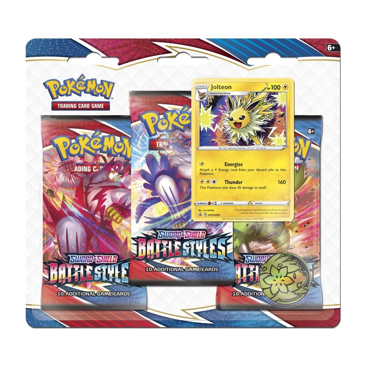 Pokémon TCG: Sword & Shield-Battle Styles 3 Booster Packs, Coin & Jolteon Promo Card | Pokémon ...