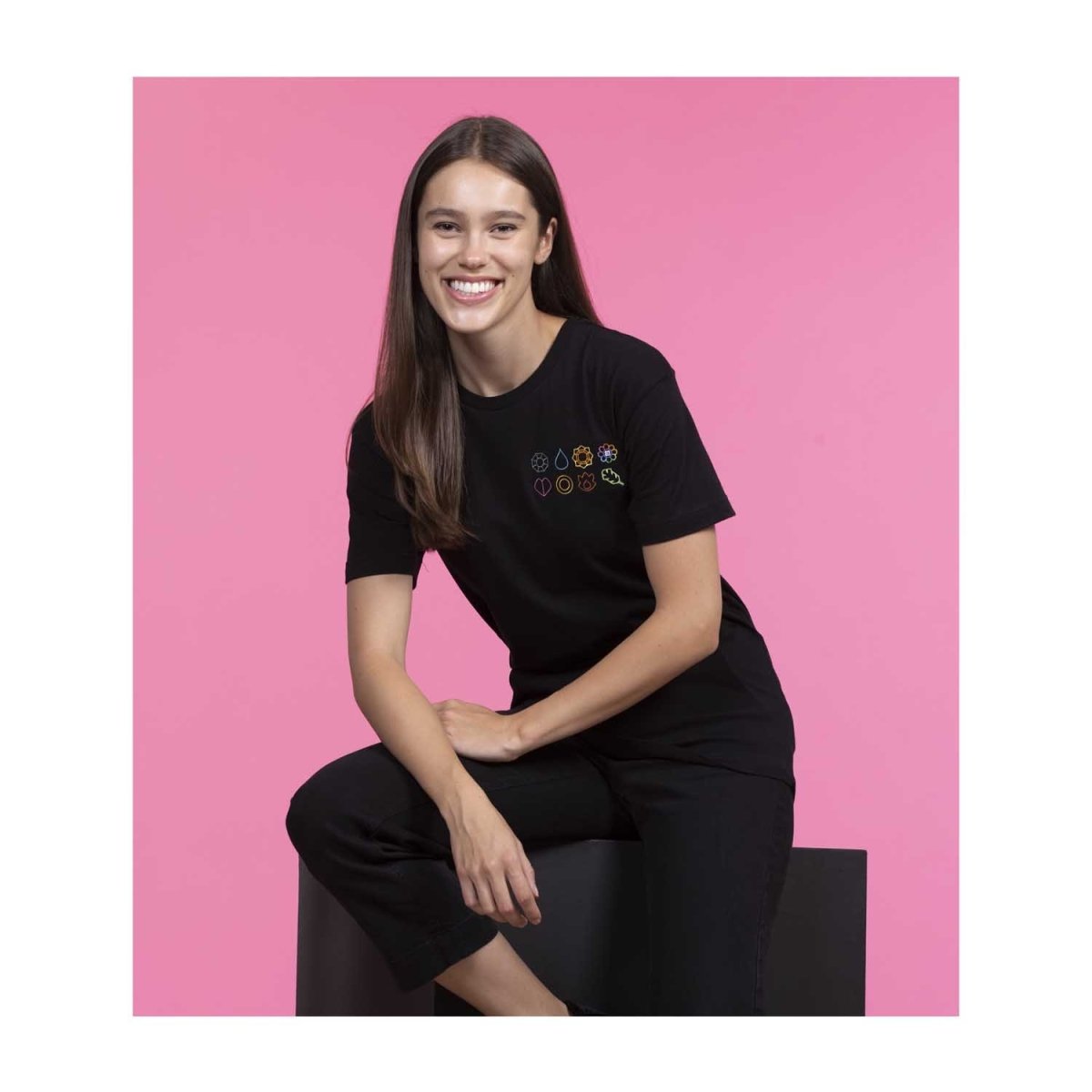 Kanto Gym Badge Black Relaxed Fit Crew Neck T-Shirt - Adult | Pokémon ...