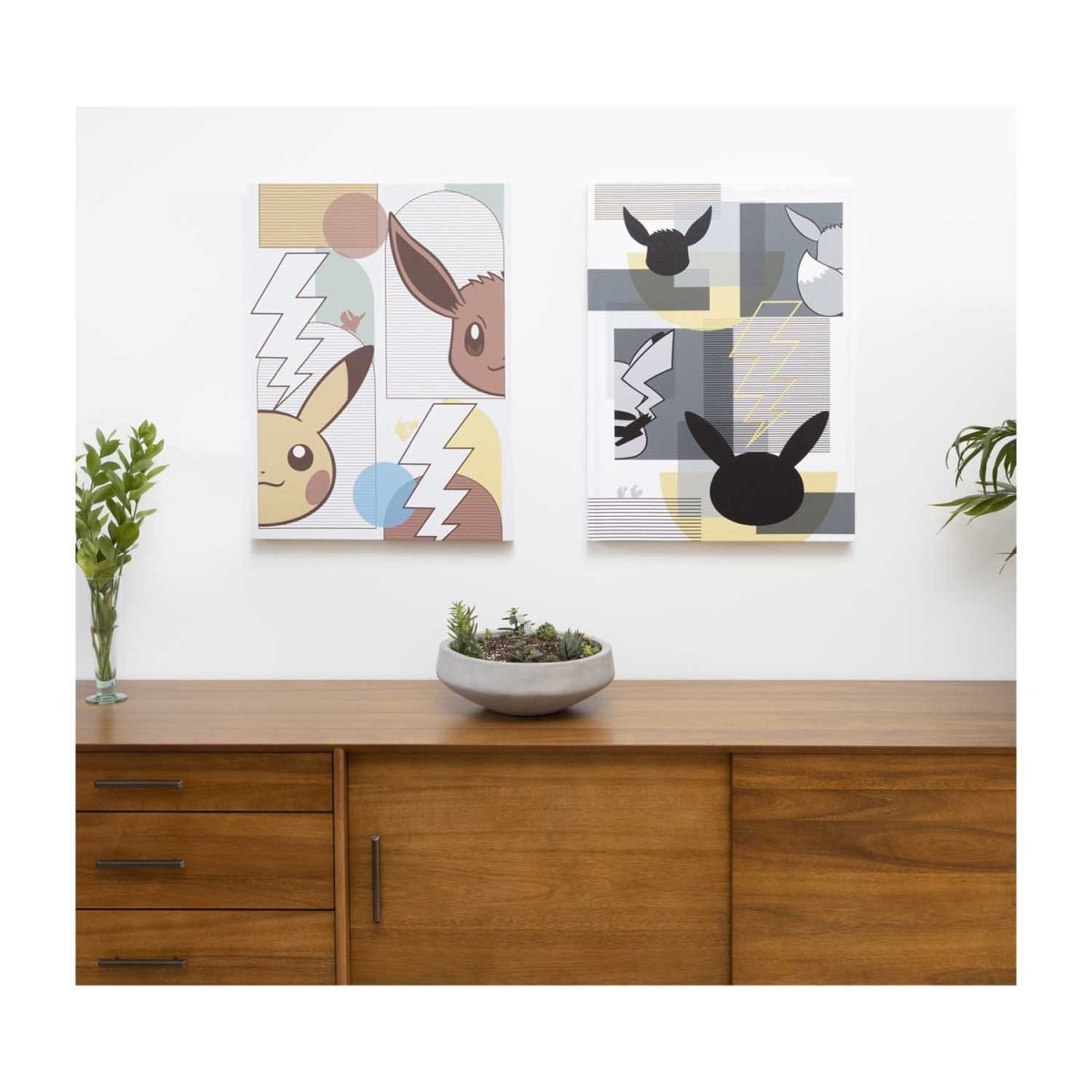Pikachu & Eevee Geometry Canvas Wall Art | Pokémon Center Official Site