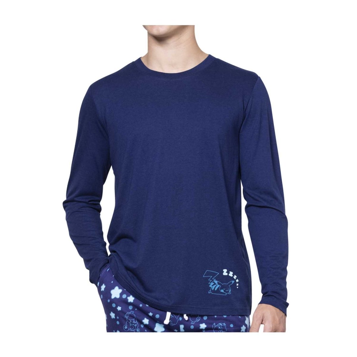 Pikachu Blue Relaxed Fit Crew Neck Long-Sleeve T-Shirt - Men | Pokémon ...