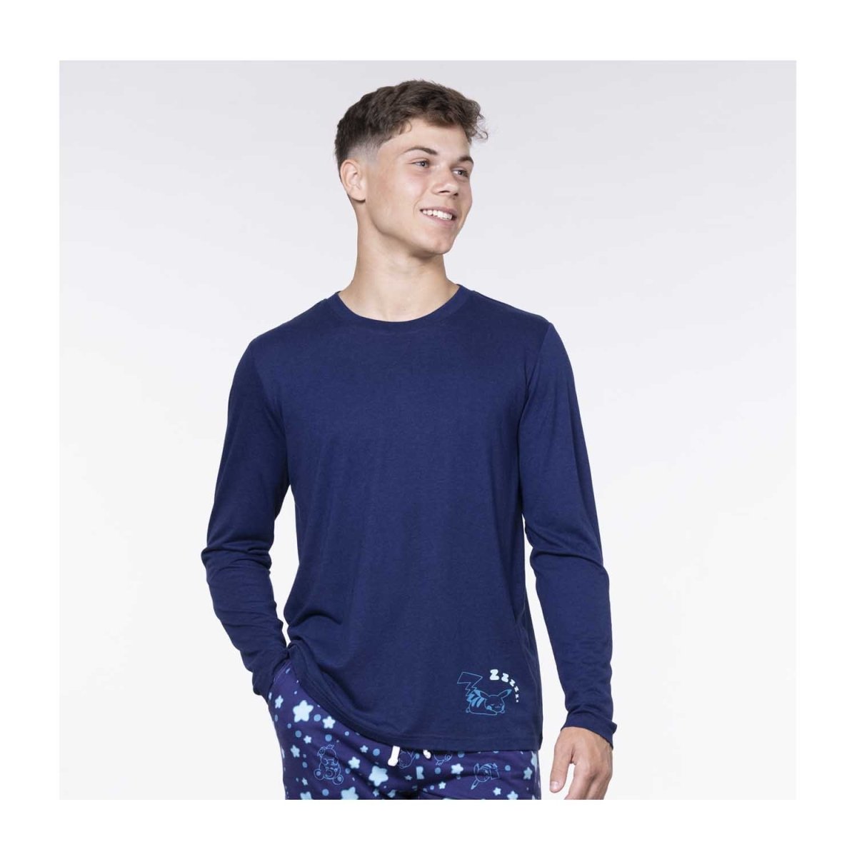 Pikachu Blue Relaxed Fit Crew Neck Long-Sleeve T-Shirt - Men | Pokémon ...