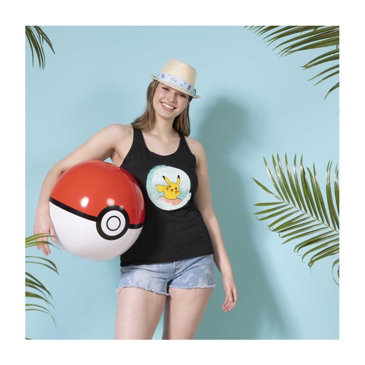 Pokémon Summer Days Heather Black Fitted Racerback Tank Top - Women ...