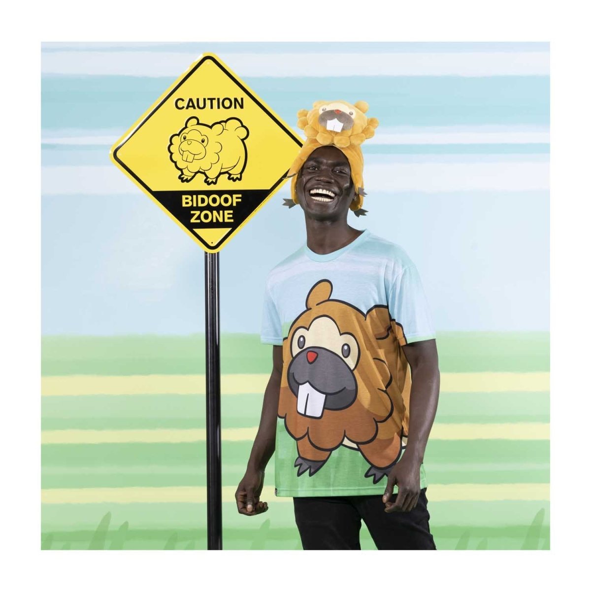 Bidoof Allover-Print Fitted Crew Neck T-Shirt - Adult | Pokémon Center ...