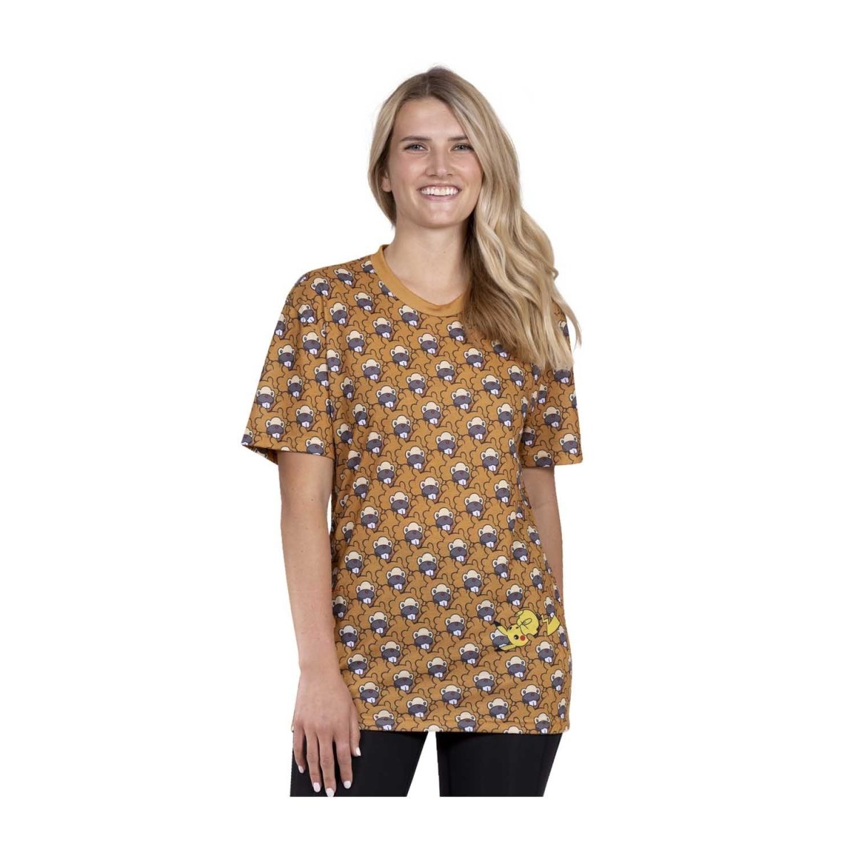 Bidoof & Pikachu Allover-Print Fitted Crew Neck T-Shirt - Adult ...